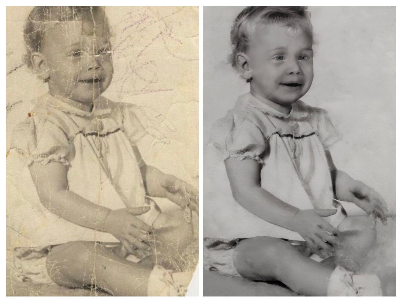 Old Damaged Photographs Of Babies