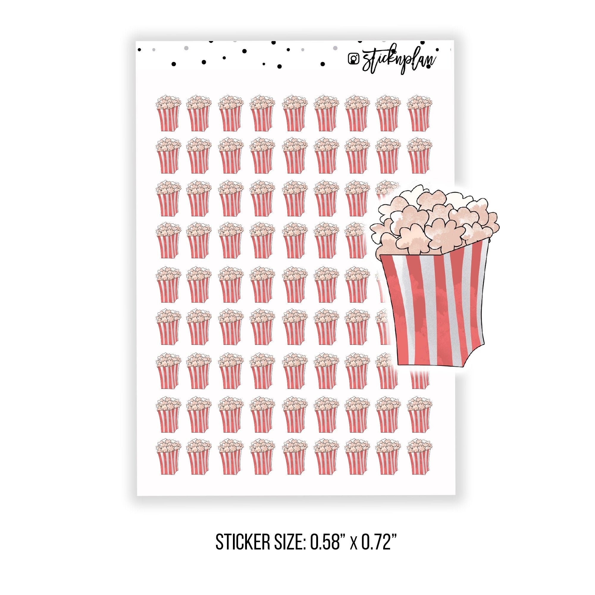 Popcorn Stickers Popcorn Kawaii Popcorn Planner Stickers | Etsy