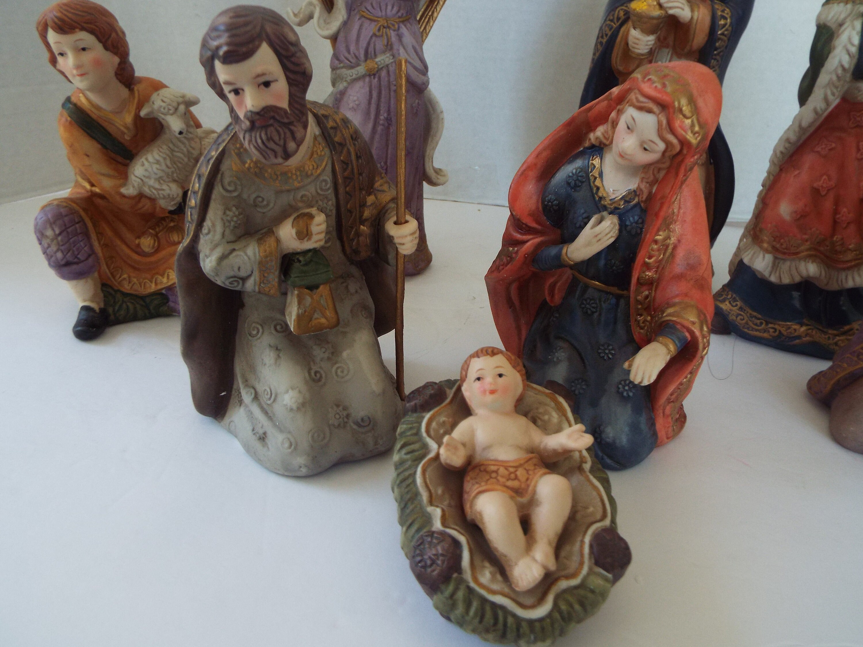 8 Pieces LARGE 9.5 Nativity Set Hand Painted Matte | Etsy