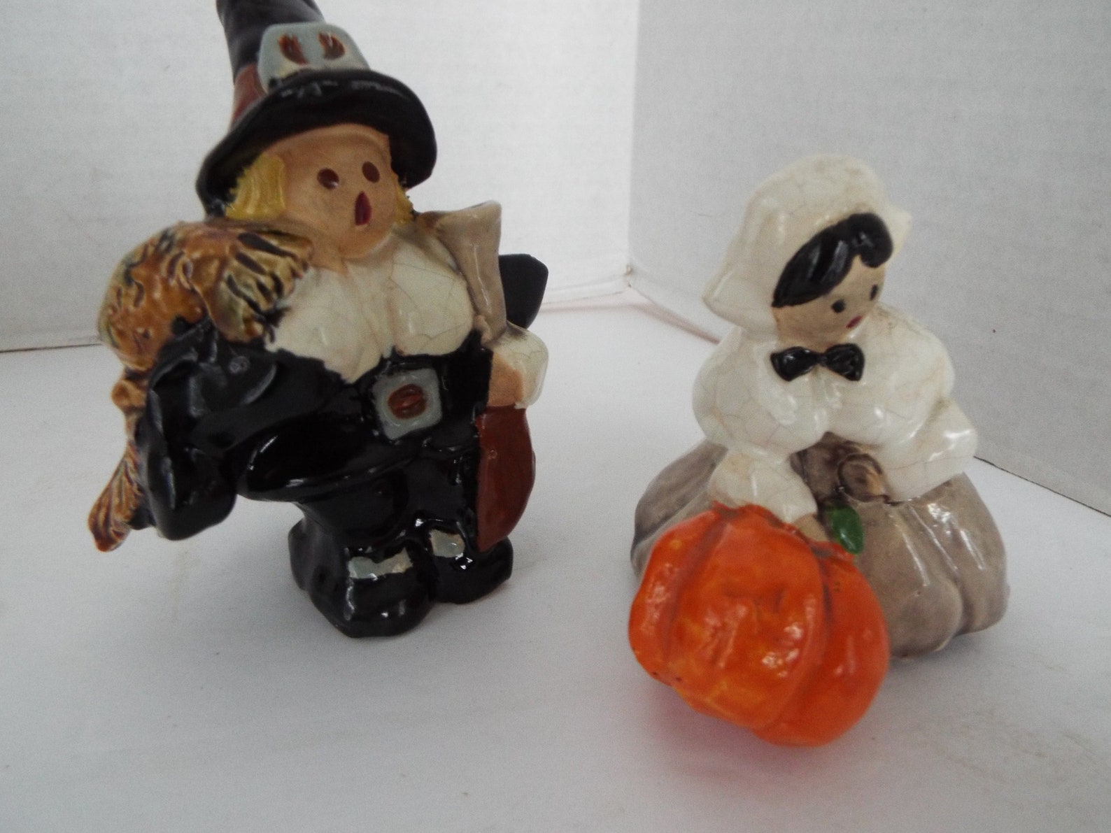 Thanksgiving Pilgrim Clay Miniature Figurines Hand Sculpted Hand ...