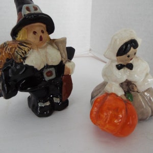 Thanksgiving Pilgrim Clay Miniature Figurines Hand Sculpted Hand ...