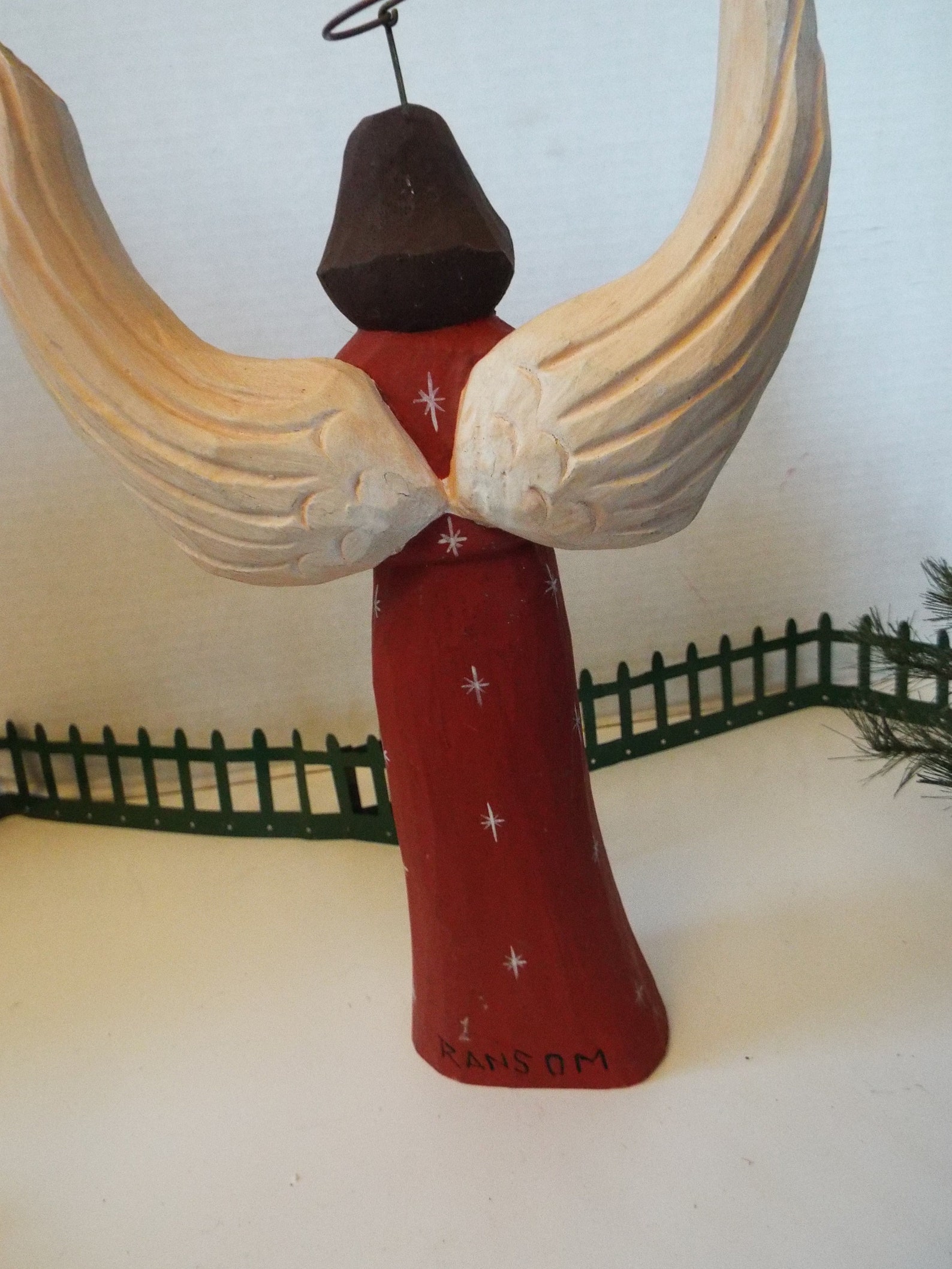 Ron Ransom Original Wood Folk Art Red Angel Christmas Hand - Etsy