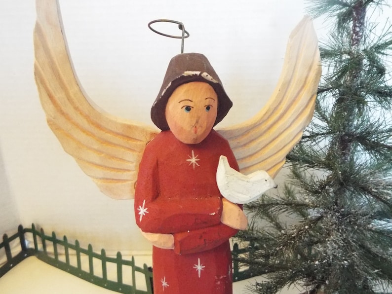Ron Ransom Original Wood Folk Art Red Angel Christmas Hand - Etsy