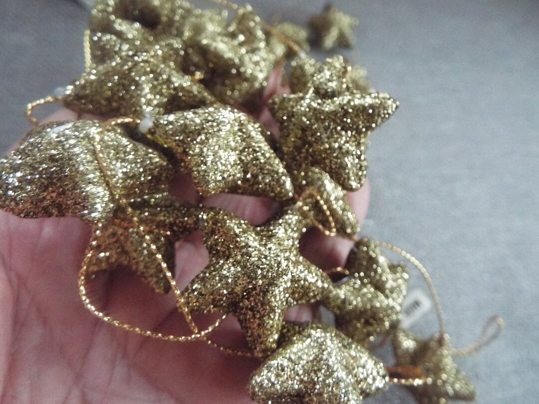 Choice of 1 of 6 Vintage Mini Gold Glitter Star Tinsel Garland 8'feet ...
