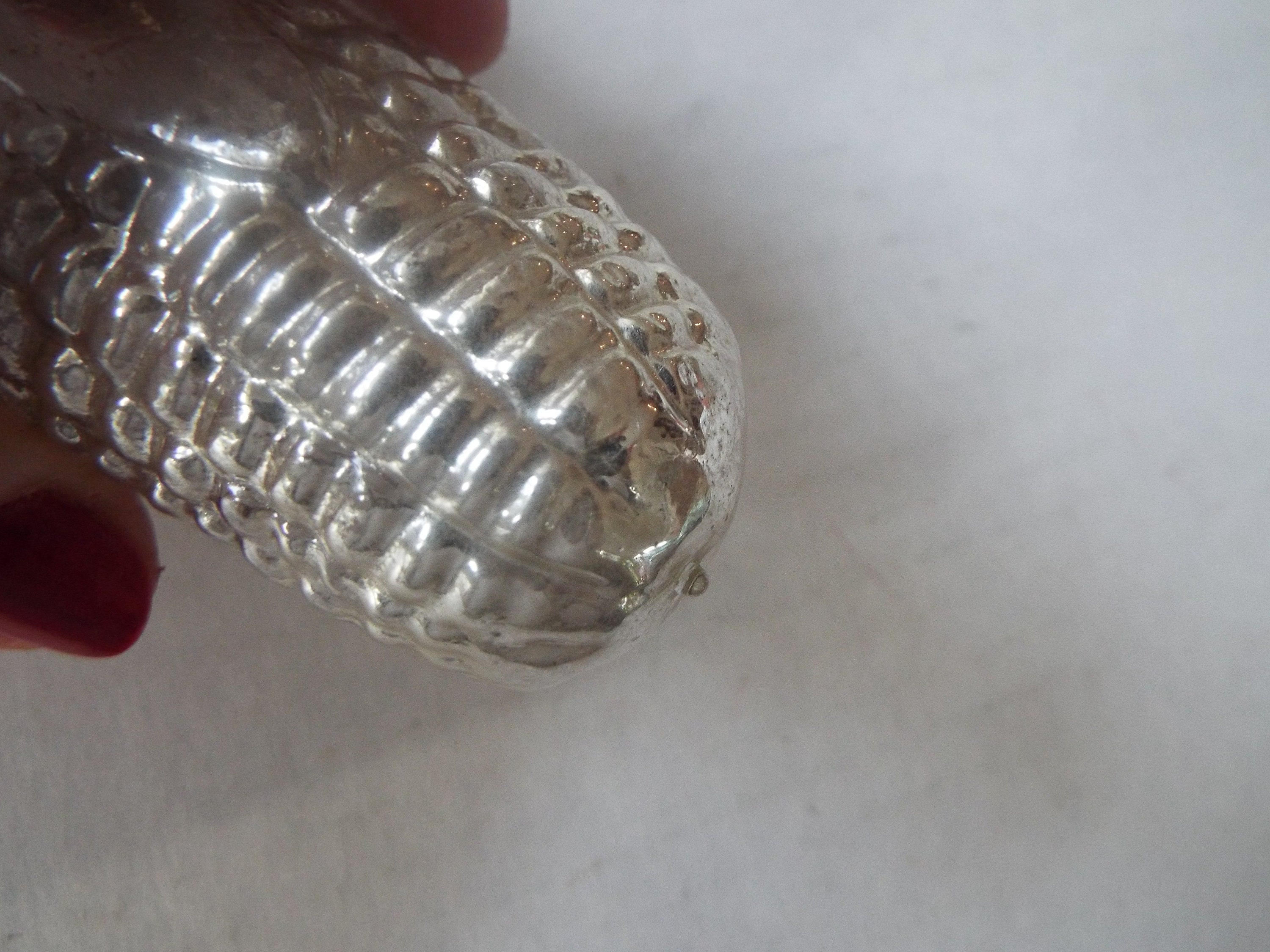 Antique German Mercury Glass Corn Cob Bumpy Christmas Ornament 4" Long ...