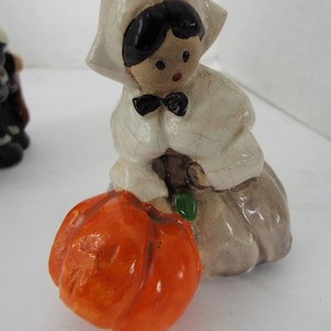Thanksgiving Pilgrim Clay Miniature Figurines Hand Sculpted Hand ...