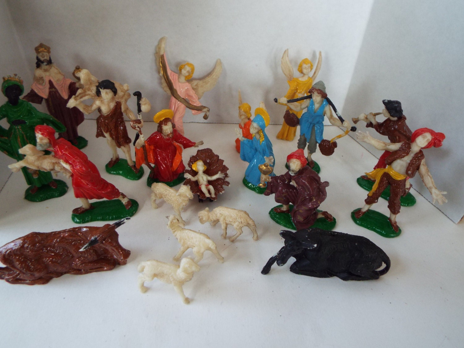20 Pieces Hard Plastic Painted Nativity Figures Set Scene - Etsy