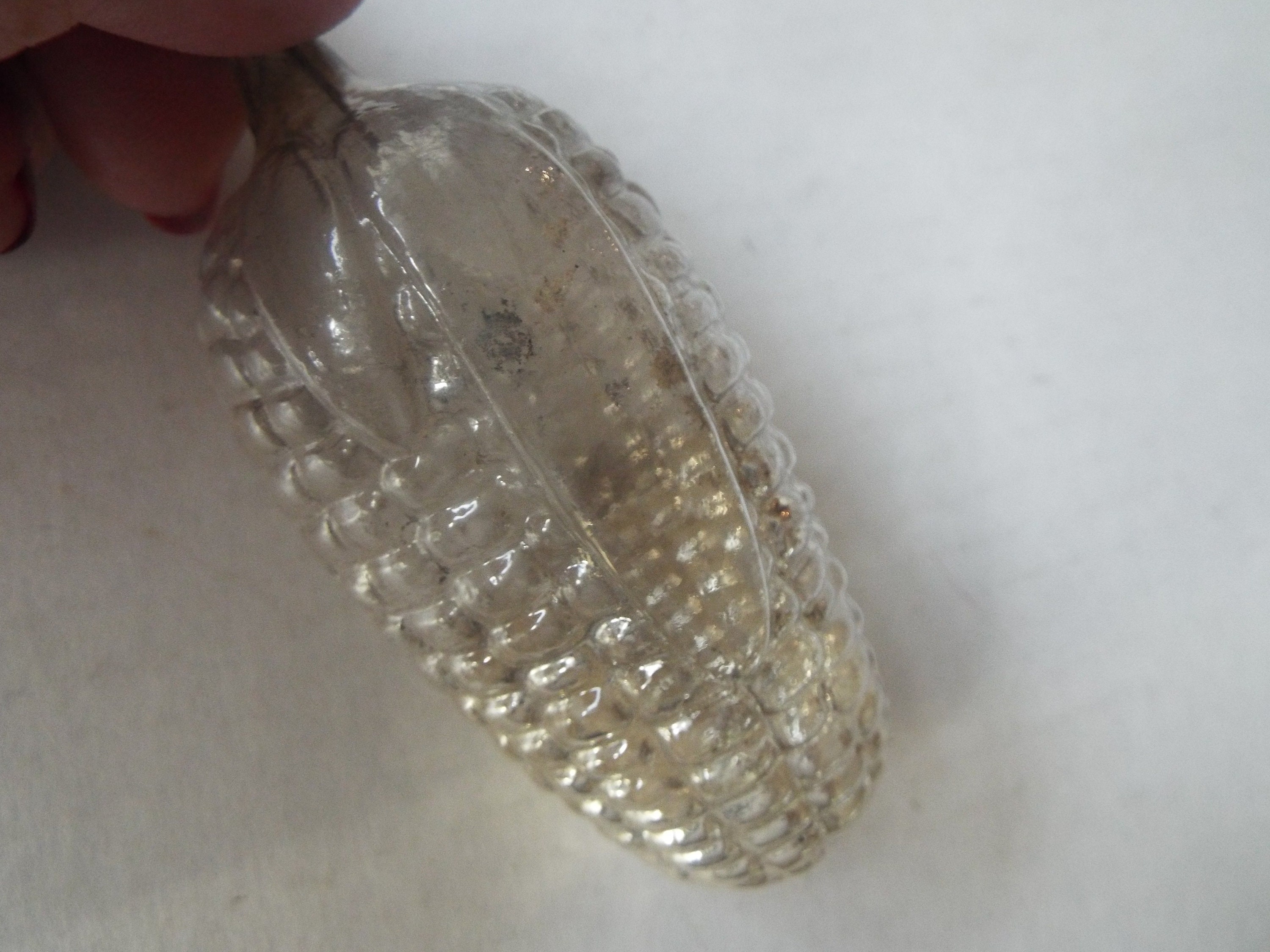 Antique German Mercury Glass Corn Cob Bumpy Christmas Ornament 4" Long ...