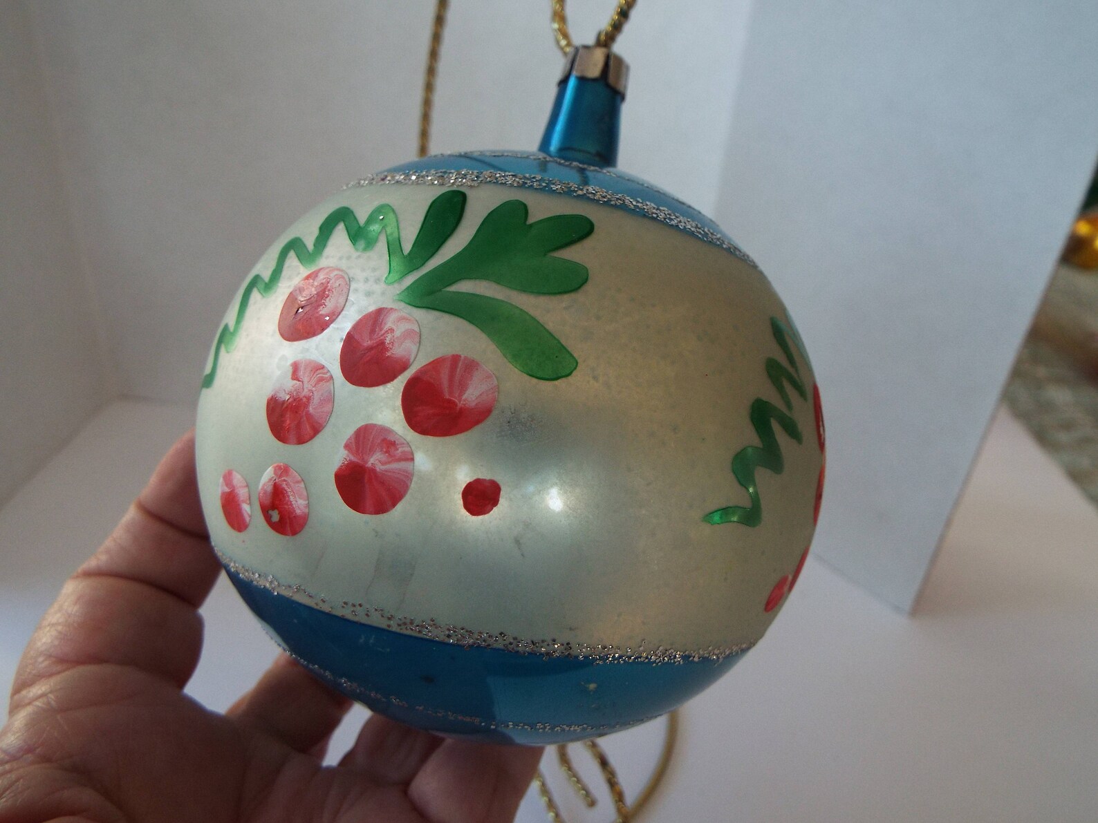 Large Jumbo Oversize 4.5 Hand Painted Blue Mercury Glass - Etsy