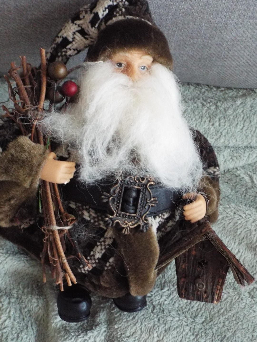 10" Rustic Dan Dee Santa Doll Victorian Style Old World Santa Faux Fur ...