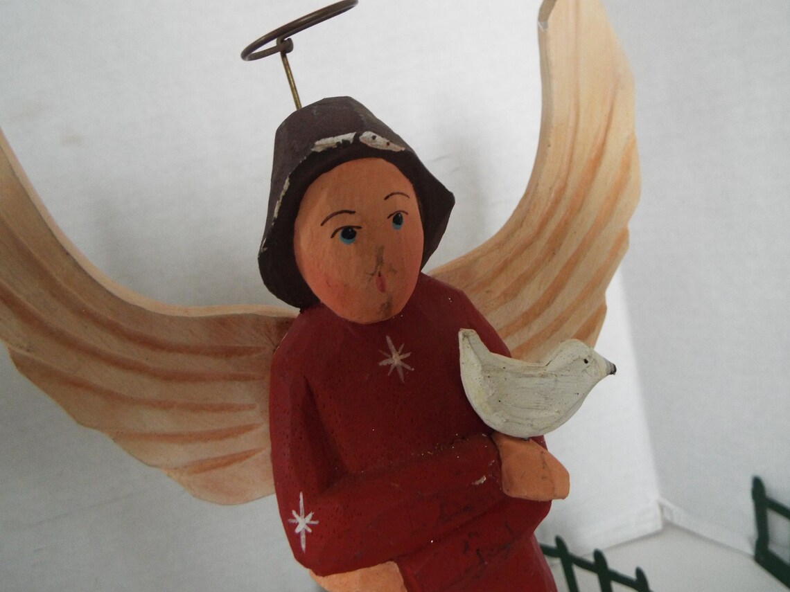 Ron Ransom Original Wood Folk Art Red Angel Christmas Hand - Etsy