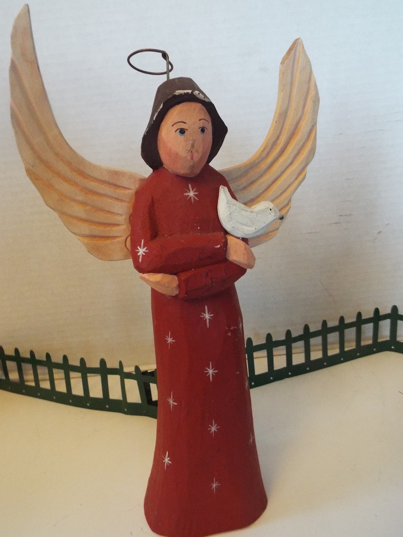 Ron Ransom Original Wood Folk Art Red Angel Christmas Hand - Etsy