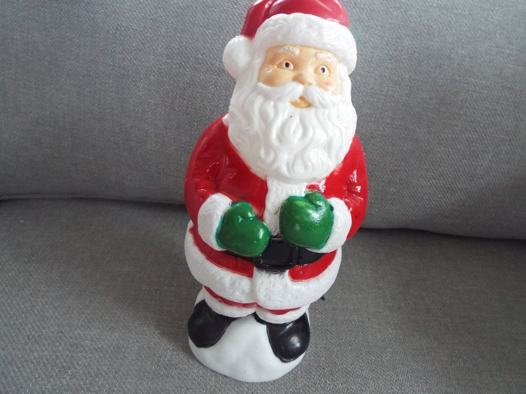 10" Tall Santa Figurine Hard Blow Mold Plastic Light up Santa Figurine ...