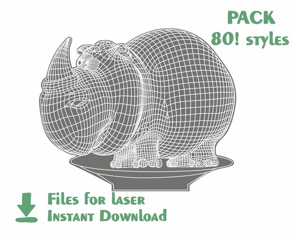 3d-effect LED-lamps patterns Collection 80 pieces | Etsy