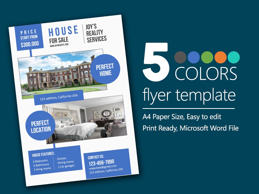 Premium Real Estate Flyers | Microsoft Word Easy to Edit Files | 5 ...