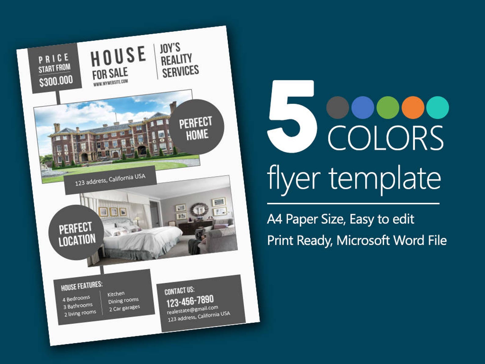 Premium Real Estate Flyers | Microsoft Word Easy to Edit Files | 5 ...