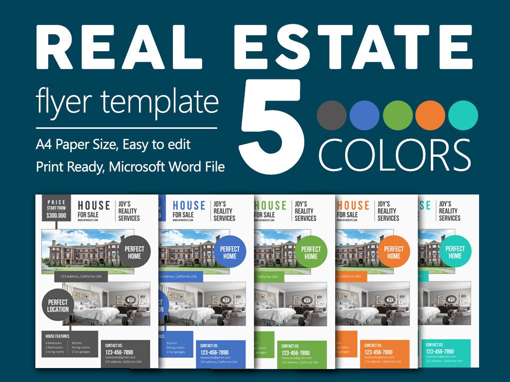 Premium Real Estate Flyers | Microsoft Word Easy to Edit Files | 5 ...