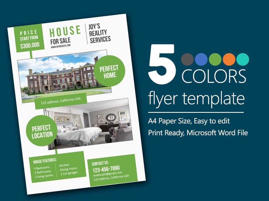 Premium Real Estate Flyers | Microsoft Word Easy to Edit Files | 5 ...