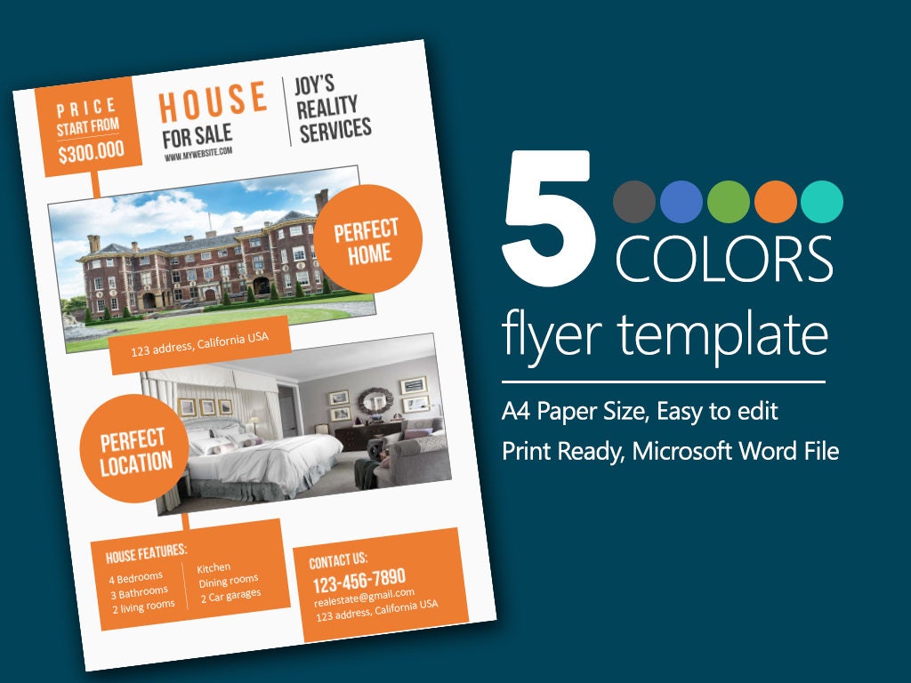 Premium Real Estate Flyers | Microsoft Word Easy to Edit Files | 5 ...