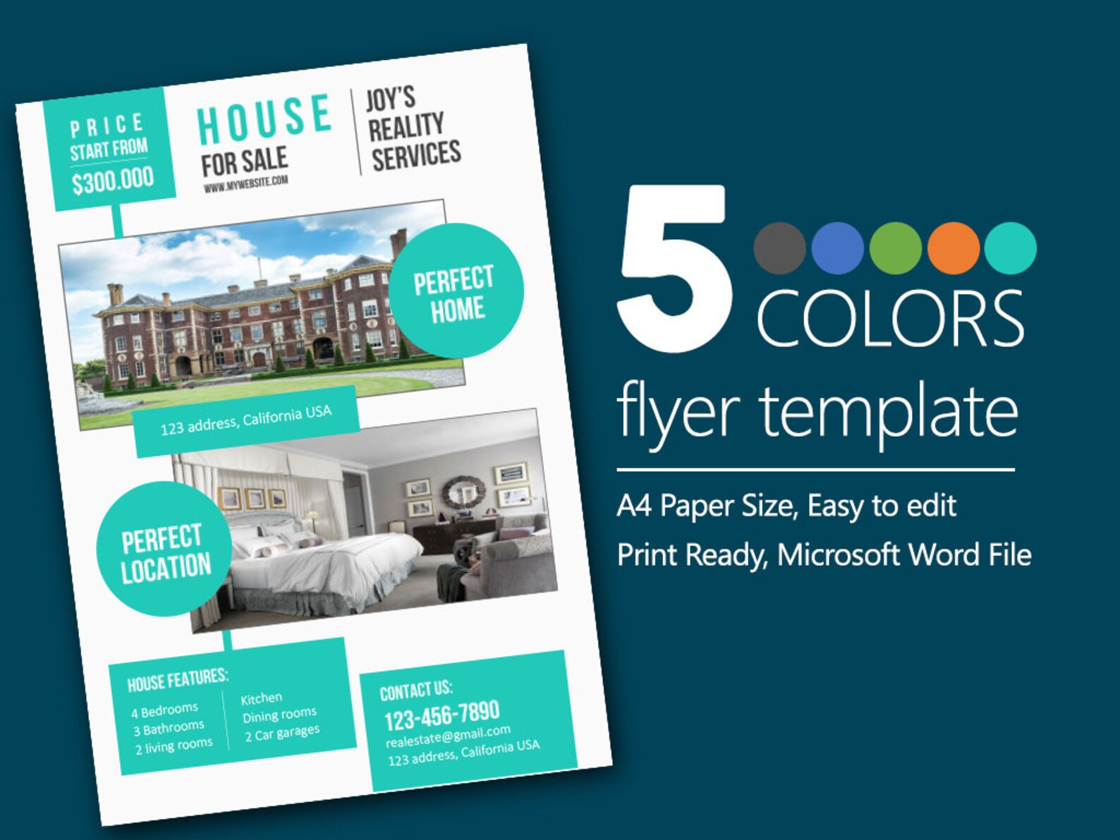 Premium Real Estate Flyers | Microsoft Word Easy to Edit Files | 5 ...