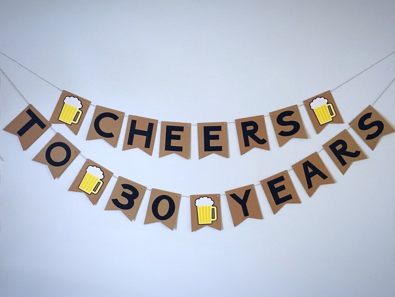 Cheers To 30 Years Banner Adult Birthday Decoration Beer Etsy