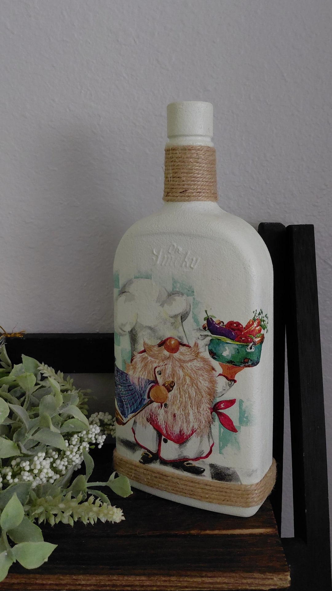Handmade Upcycled Gnome Chef Bottle Decor - Etsy