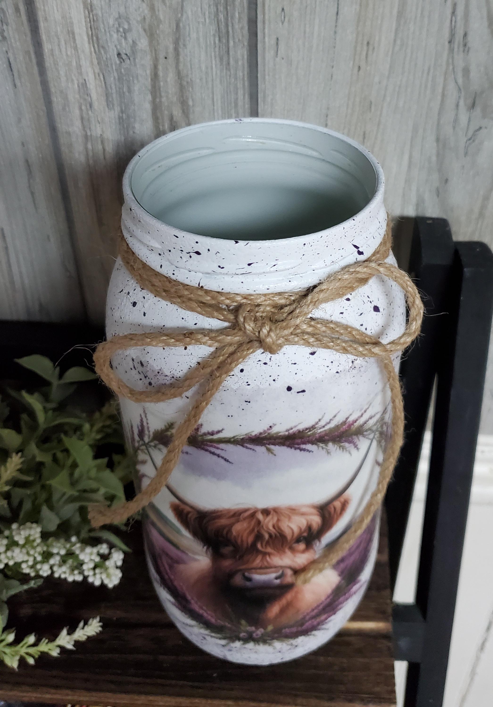 Highland Cow Glass Jar, Highland Cow Decor, Farmhouse Jars, Decopodged ...