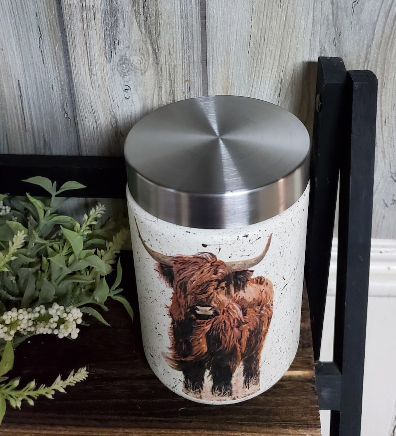 Highland Cow Canister Jar: Kitchen Utensil and Bathroom Decor ...