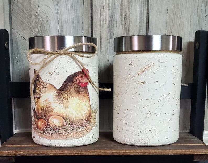 Set of 2 Canisters, Chicken Canisters, Kitchen Canister Set, Farmhouse ...