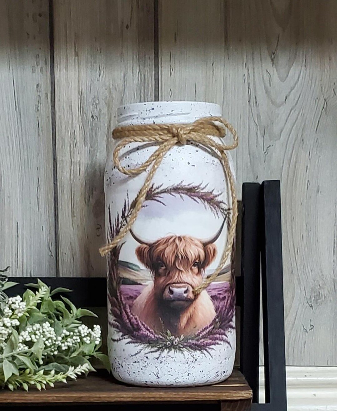 Highland Cow Glass Jar, Highland Cow Decor, Farmhouse Jars, Decopodged ...