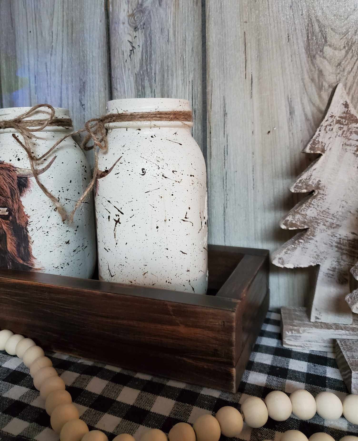 Highlander Cow, Box and Jars, Utensil Jars, Bathroom Decor, Highlander ...