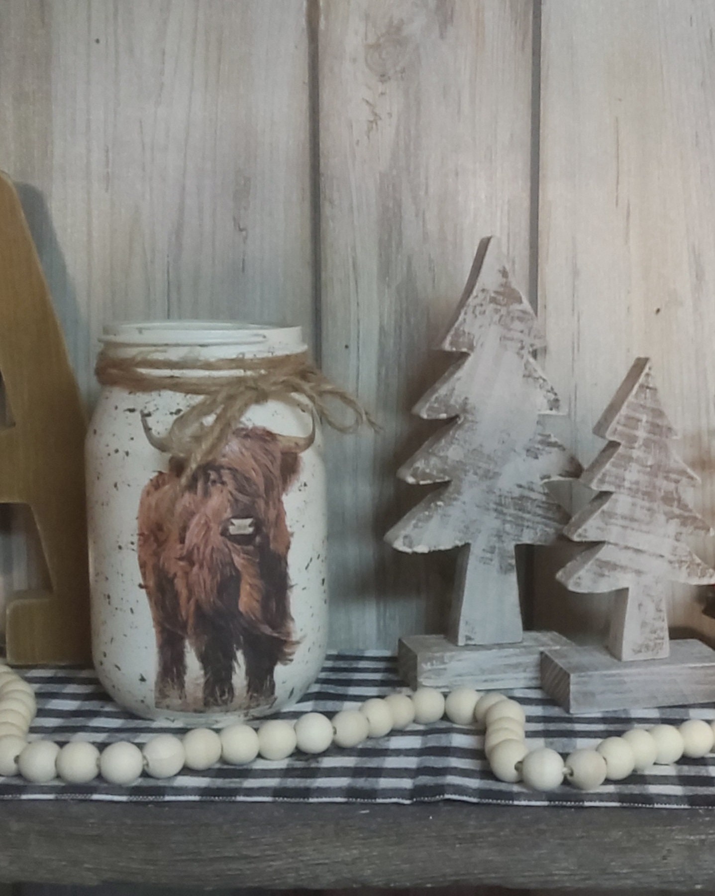 Mason Jar Decopodged With a Napkin, Highland Cow, Highland Cow Decor - Etsy