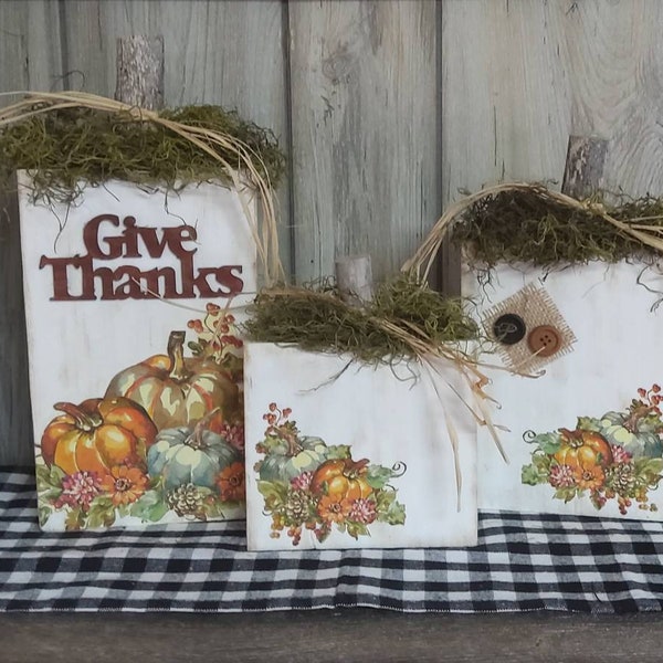 Give Thanks Blocks - Etsy