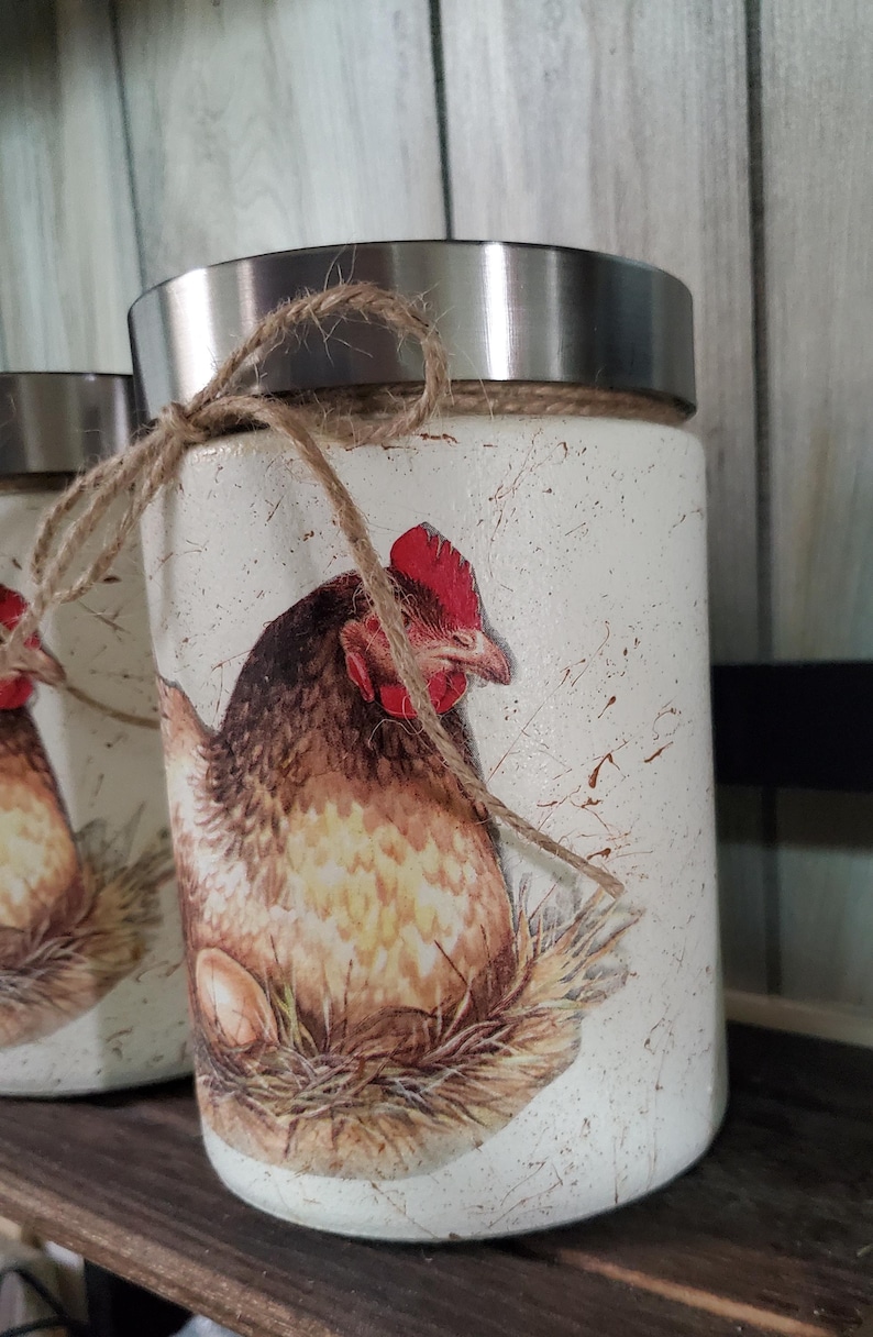 Set of 2 Canisters, Chicken Canisters, Kitchen Canister Set, Farmhouse ...