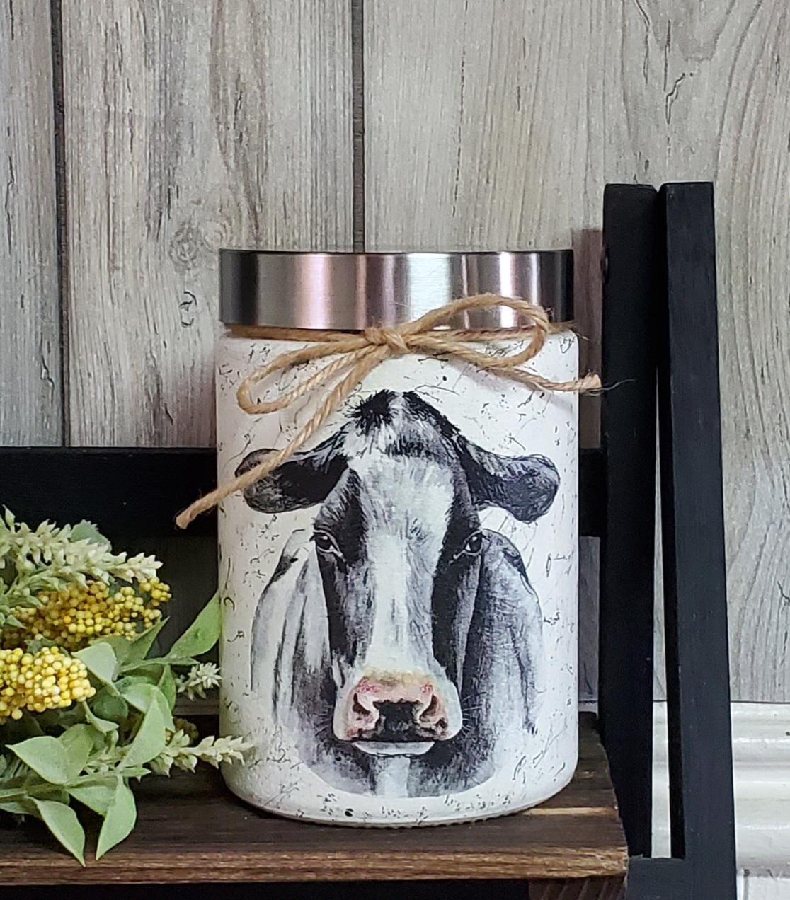 Farmhouse Cow Jar / Canister, Holstein Cow Jar, Cow Decor, Decopodged ...