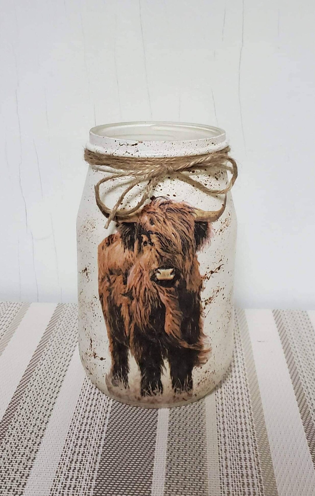 Mason Jar Decopodged With a Napkin, Highland Cow, Highland Cow Decor - Etsy