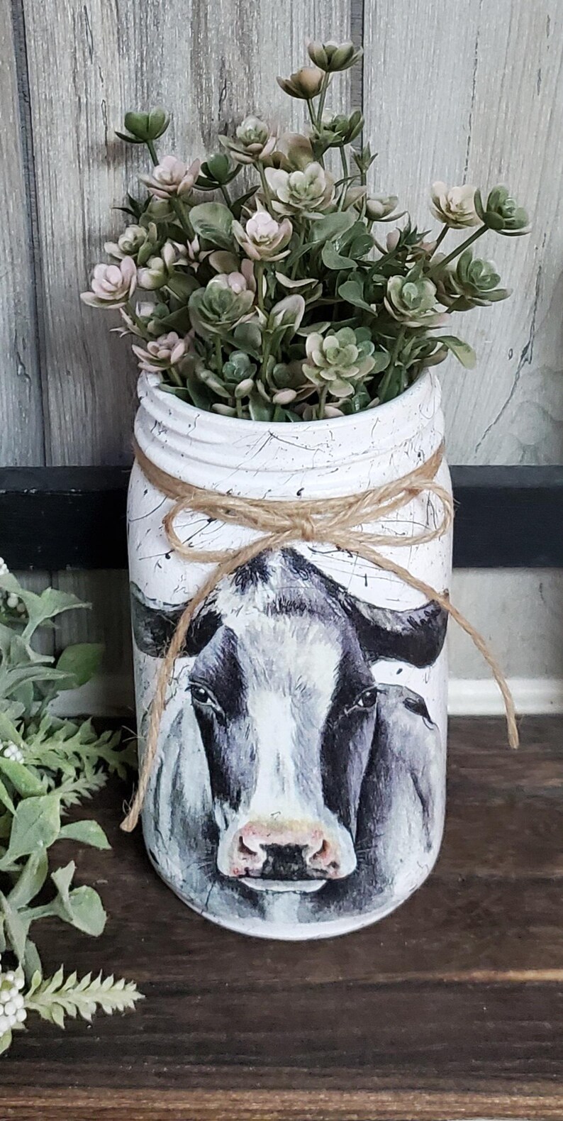 Handmade Holstein Cow Jar: Farmhouse Kitchen Utensil Holder - Etsy