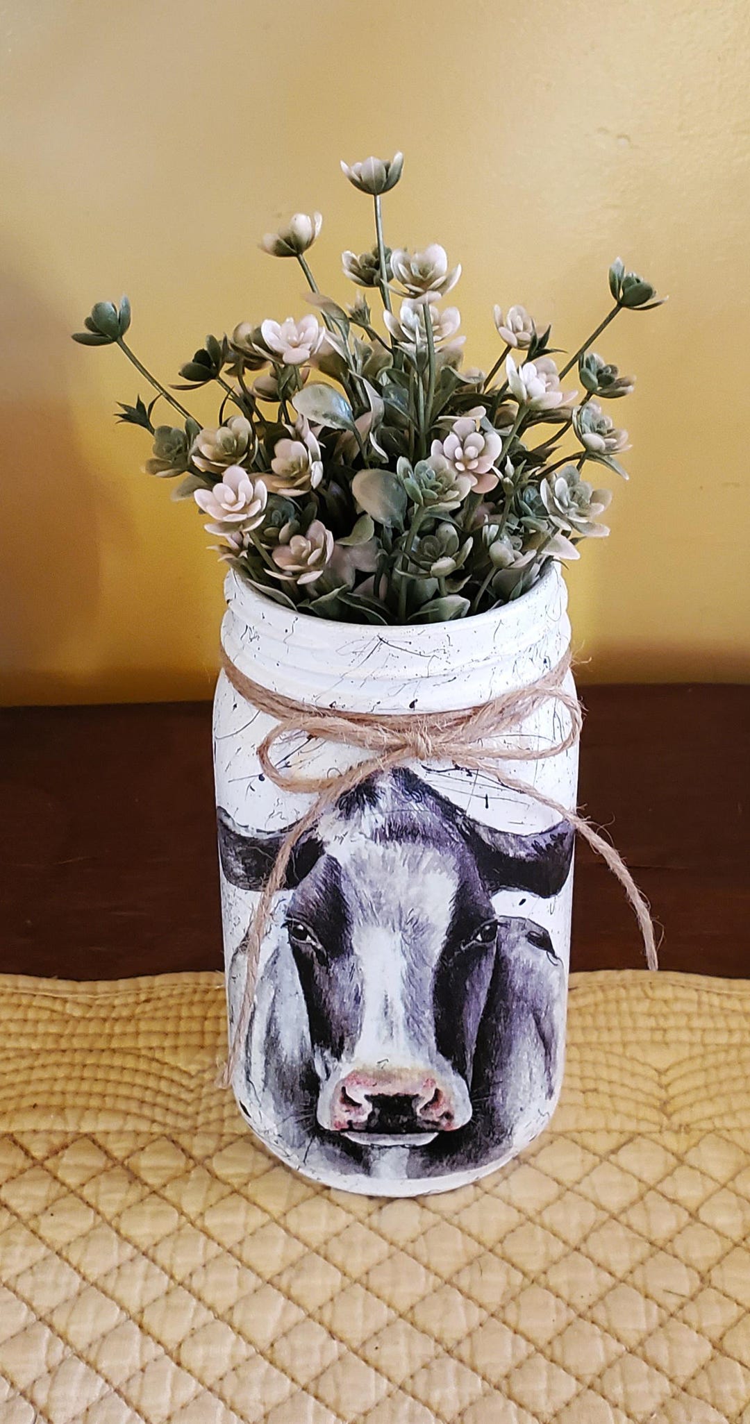 Handmade Holstein Cow Jar: Farmhouse Kitchen Utensil Holder - Etsy