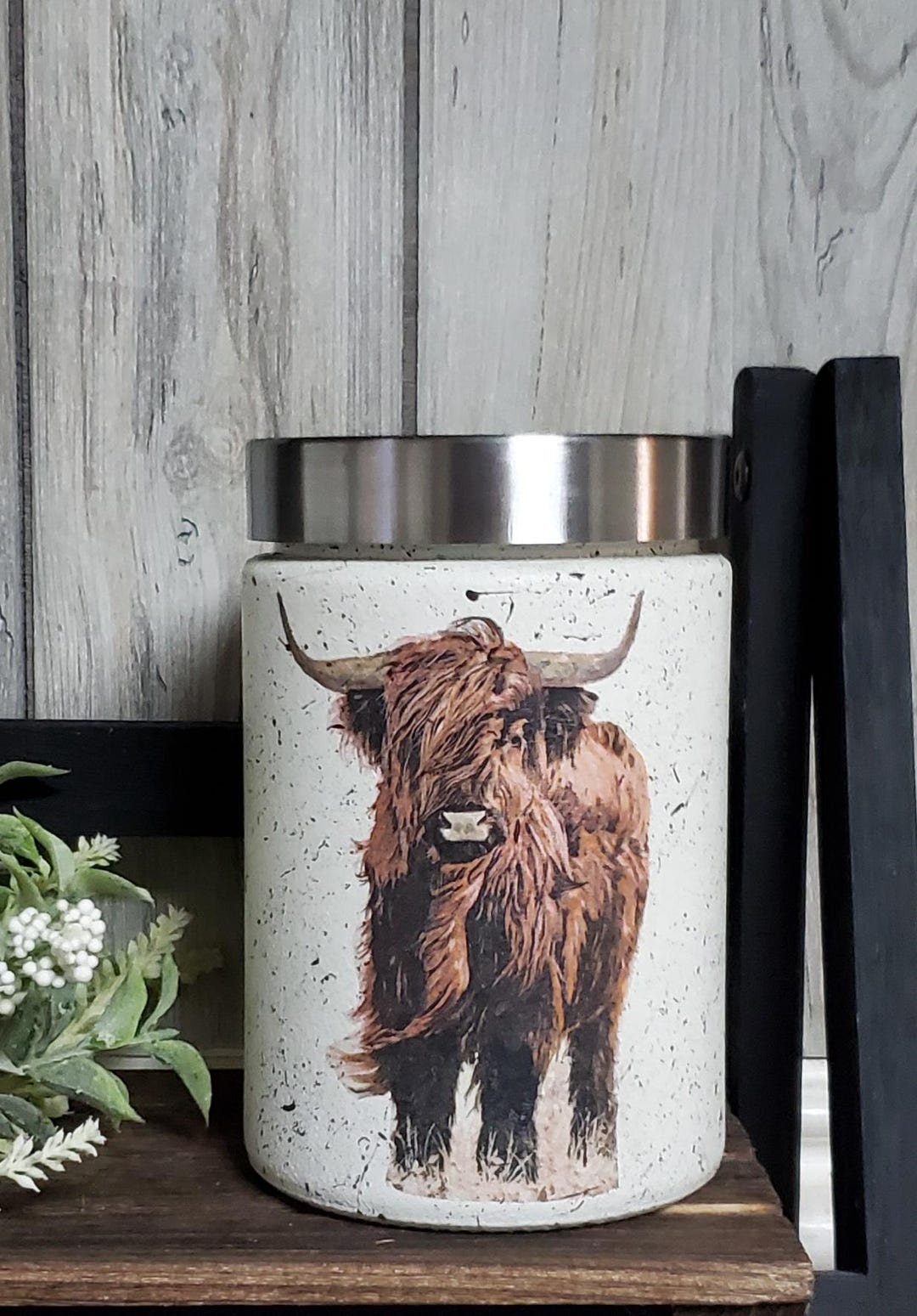 Highland Cow Canister Jar: Kitchen Utensil and Bathroom Decor ...