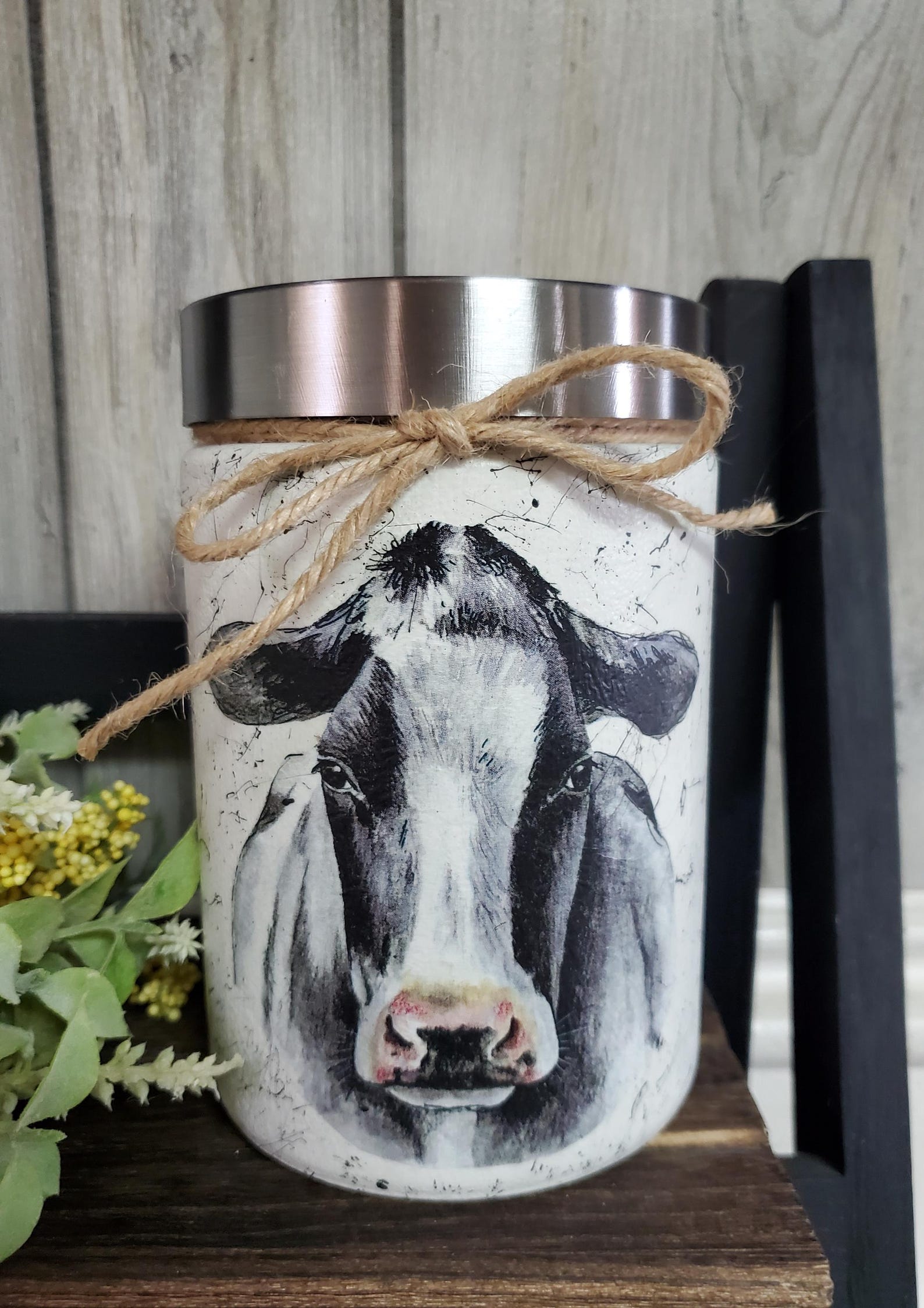 Farmhouse Cow Jar / Canister, Holstein Cow Jar, Cow Decor, Decopodged ...