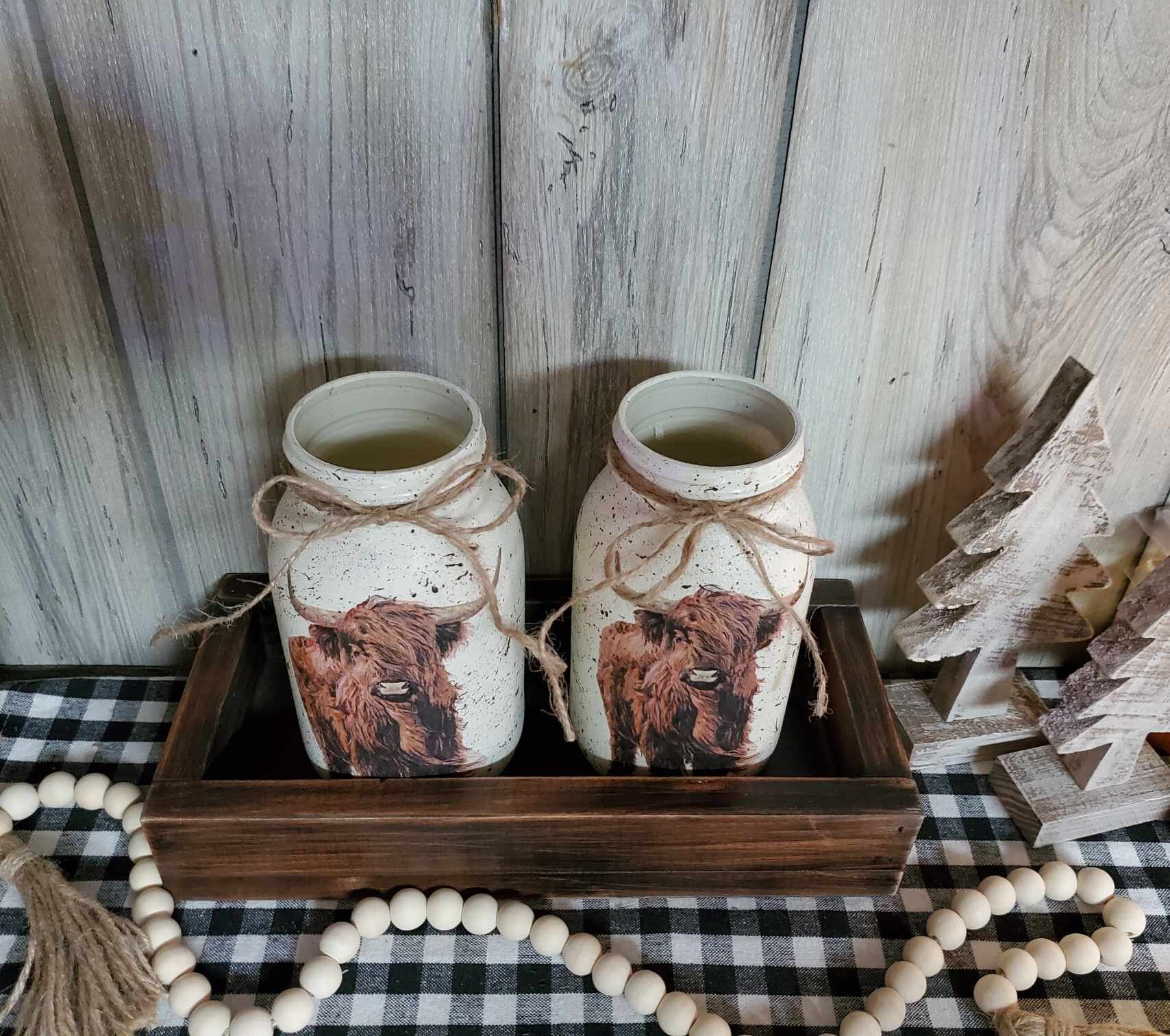 Highlander Cow, Box and Jars, Utensil Jars, Bathroom Decor, Highlander ...