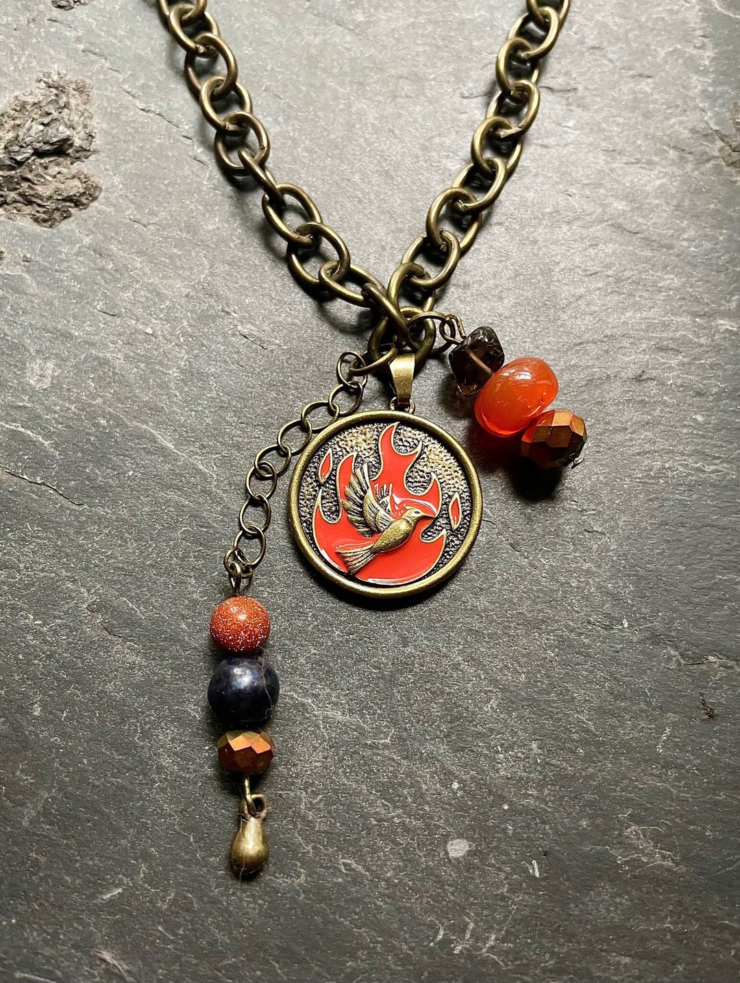 Phoenix & Flames ~ Carnelian and Dark Pearl Mantra Charmed Soulspeaker ...