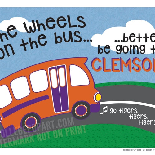 Clemson Tigers wheels on the Bus Kids or Baby - Etsy
