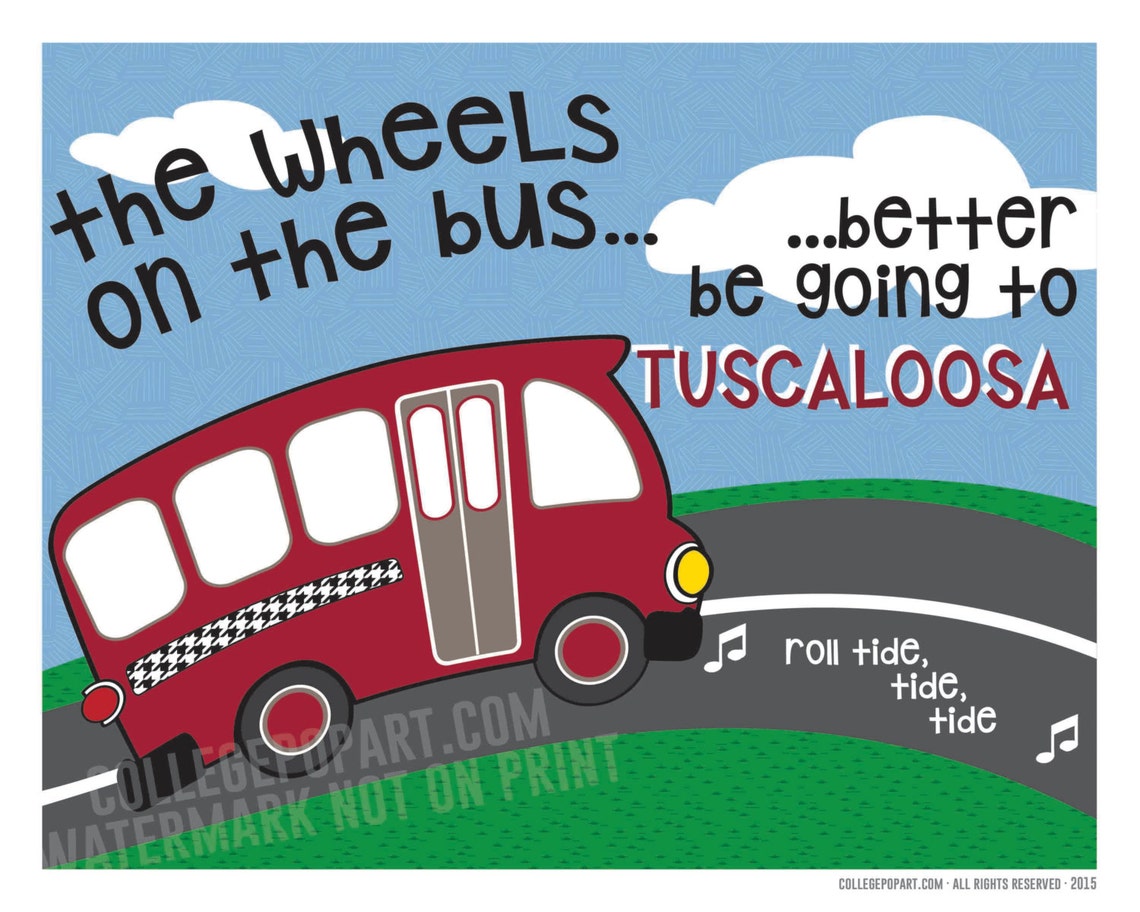 Alabama Crimson Tide wheels on the Bus Kids or | Etsy
