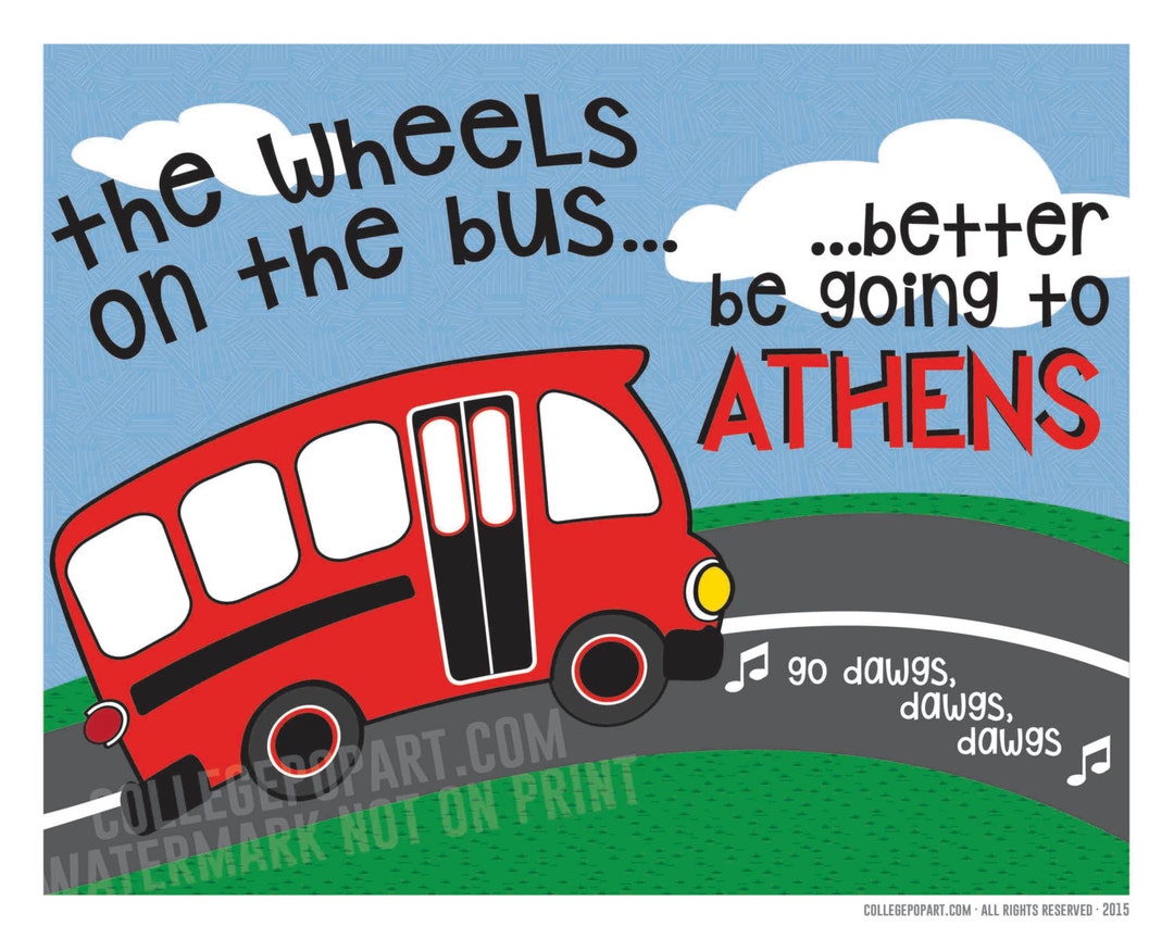 Georgia Bulldogs | "wheels on the Bus" Kids or Baby Room Art | New Baby ...