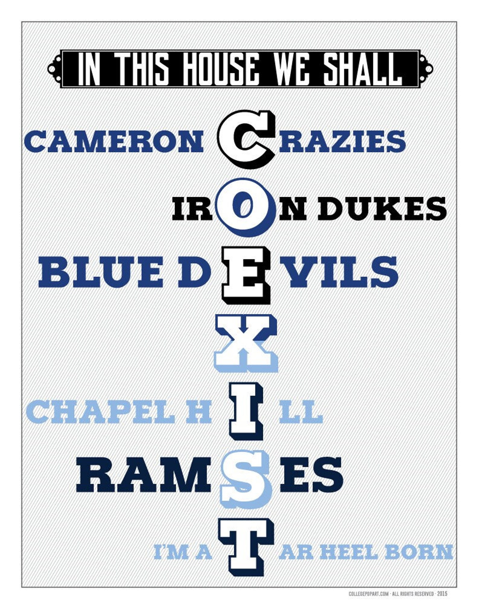House Divided Duke Blue Devils - North Carolina Tar Heels | "in This ...