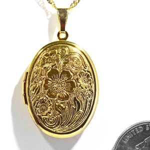 Gold Oval Photo Locket Necklace by the Healing Gypsy *floral Engraved ...