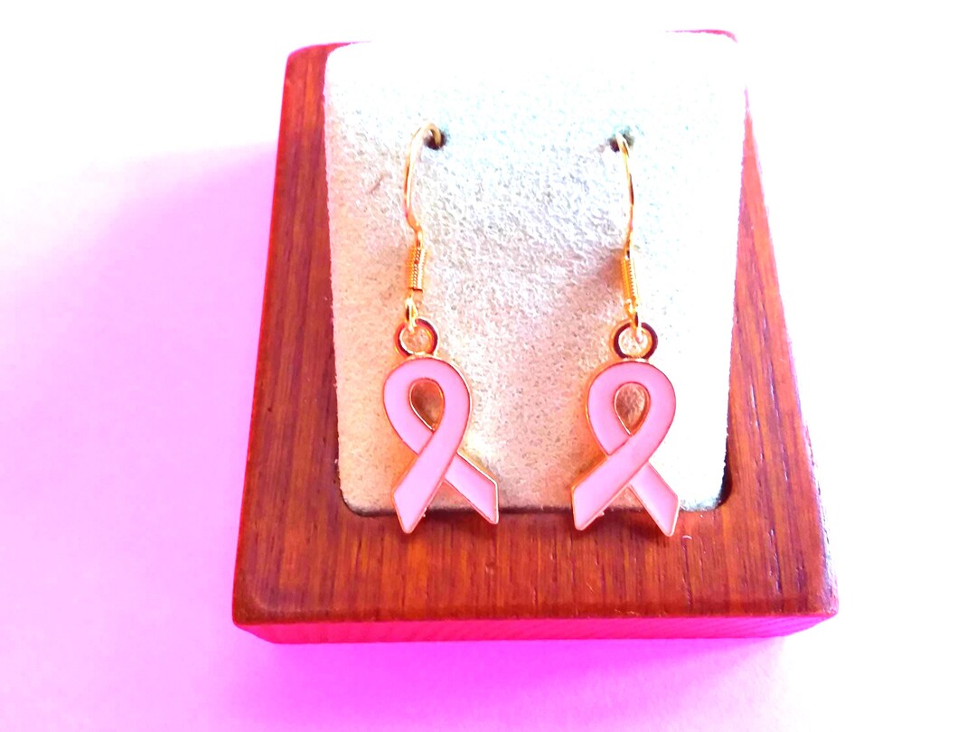 Pink Ribbon Breast Cancer Awareness Dangle Earrings by the Healing ...