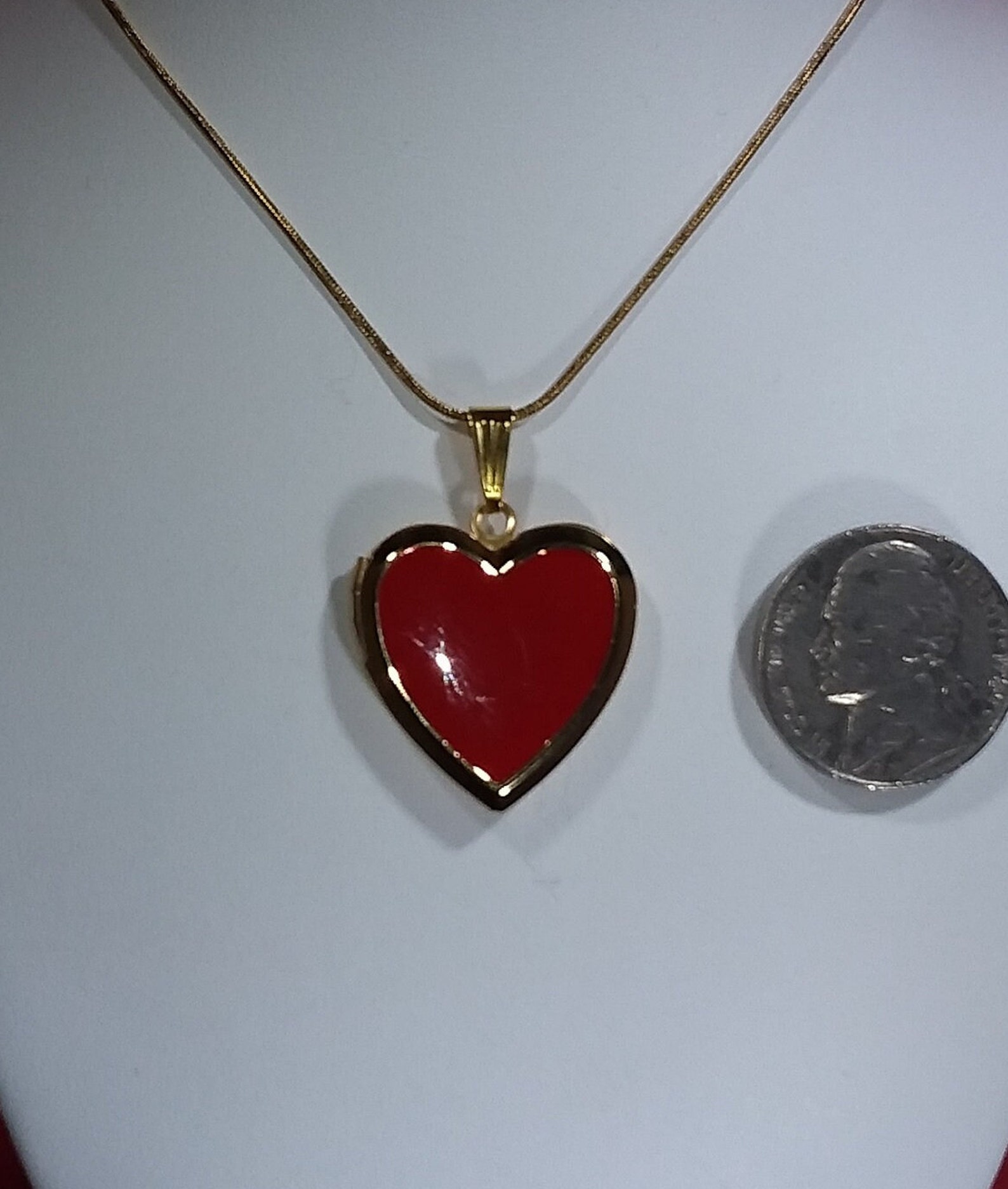 LOCKET Red and Gold Heart Shaped Photo Locket Keepsake - Etsy