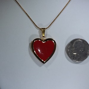 LOCKET Red and Gold Heart Shaped Photo Locket keepsake Locket Gift for ...